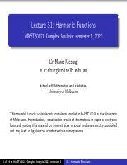 Lecture Harmonic Functions Empty Pdf Lecture Harmonic Functions MAST Complex