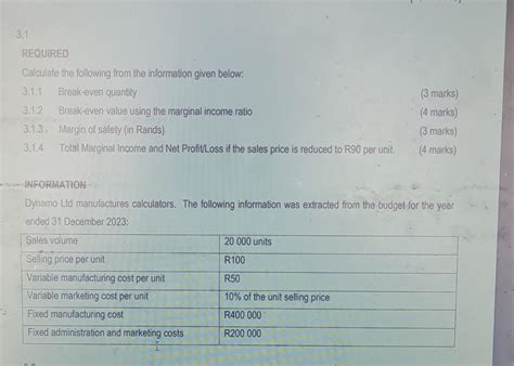 Solved REQUIRED Calculate The Following From The Information Chegg
