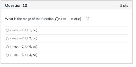 Solved What Is The Range Of The Function F X Csc X Chegg Com