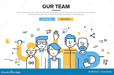 Flat Line Design Style Modern Vector Illustration Concept For Business People Teamwork Stock
