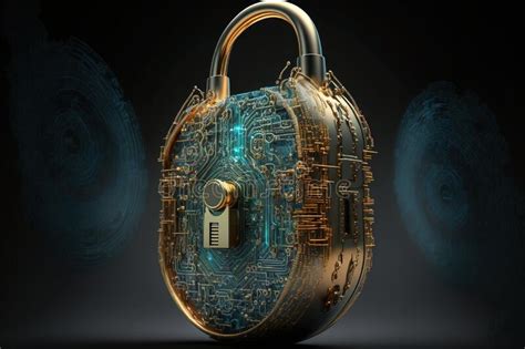 Cyber Security Network Digital Padlock With Data Protection On