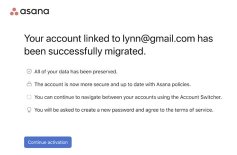 Asana Account Email Policy