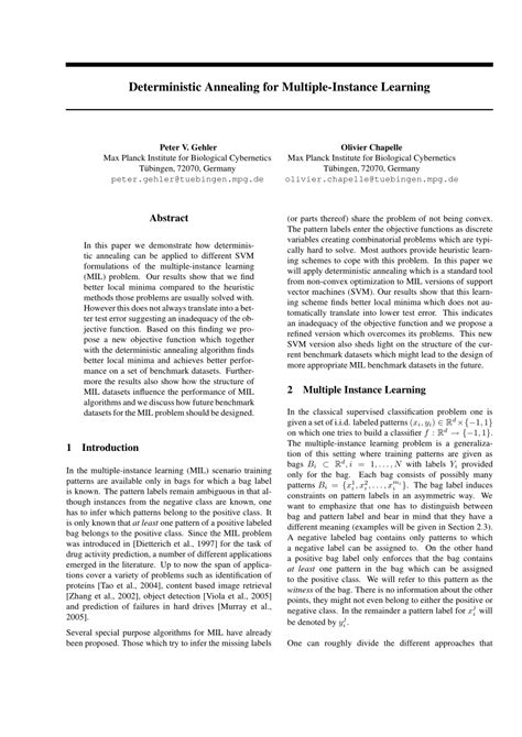 Pdf Deterministic Annealing For Multiple Instance Learning