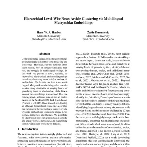 hierarchical level wise news article clustering via multilingual