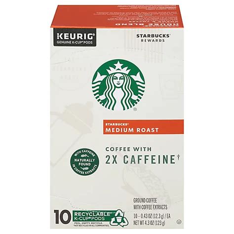 Starbucks Medium Roast K Cup Coffee Pods With 2x Caffeine For Keurig