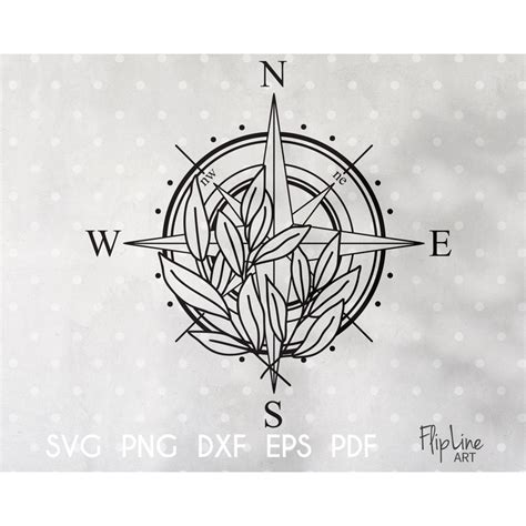 Compass Wind Rose Svg Floral Compass Clipart Wanderlust Svg Inspire