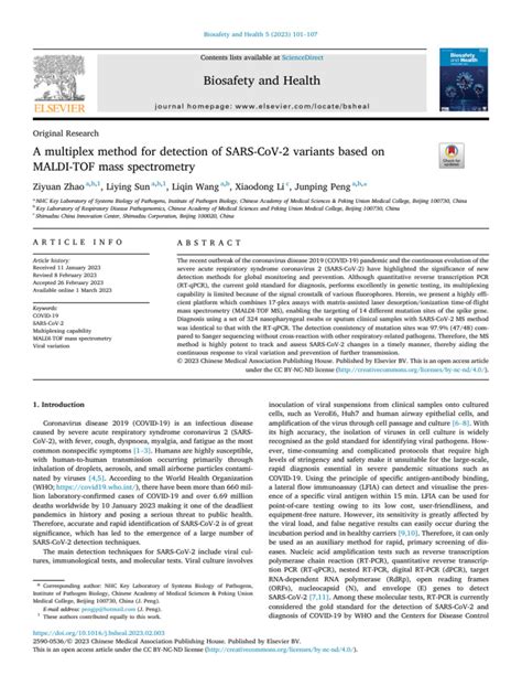 A Multiplex Method For Detection Of Sars Cov 2 Variants Ba 2023 Biosafety An Pdf Polymerase