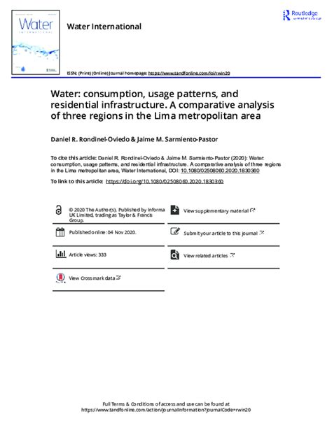 Pdf Water Consumption Usage Patterns And Residential Infrastructure A Comparative Analysis