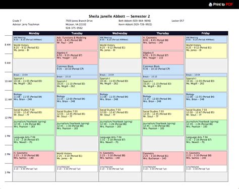 online editable templates for school schedules free schedule template