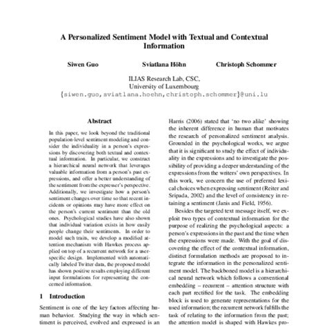 A Personalized Sentiment Model With Textual And Contextual Information Acl Anthology