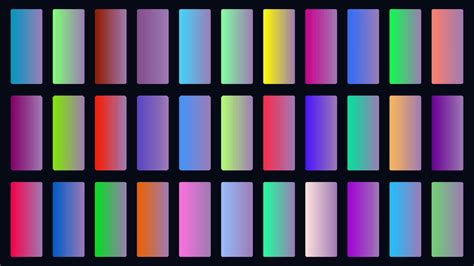 Colorful Heather Color Shade Linear Gradient Palette Swatches Web Kit Rounded Rectangles