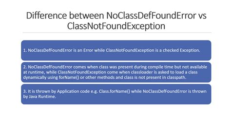 difference between classnotfoundexception vs noclassdeffounderror