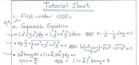 Solved Thi A Tutorial Sheet 1 First Order Odes Separable