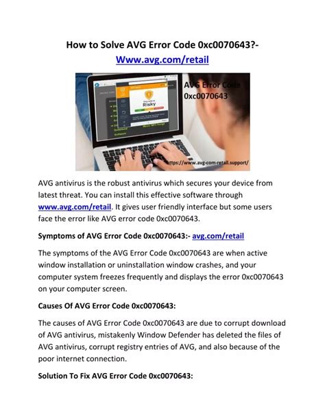 Ppt How To Solve Avg Error Code 0xc0070643 Retail