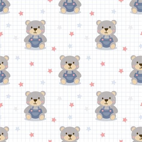 Cute Little Bear Seamless Pattern Background Wallpaper Cute Pattern