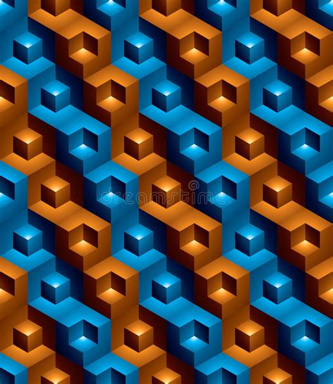 Colorful Illusive Abstract Geometric Seamless Pattern With 3d Cu Stock Vector Illustration Of