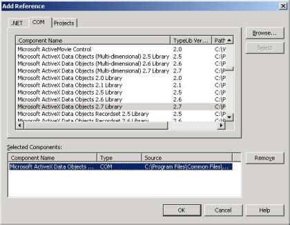 ADODB Services In NET Applications Using C