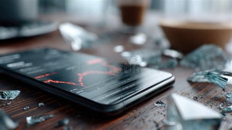 Broken Smartphone Stock Market Crash Background Concept Financial