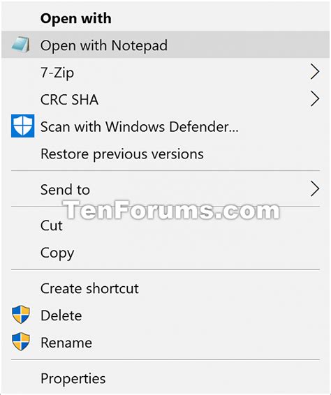Open With Notepad Context Menu Add Or Remove In Windows 10 Tutorials