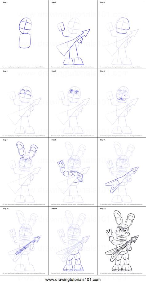 How To Draw Toy Bonnie From Five Nights At Freddy S Printable Step By Step Drawing Sheet