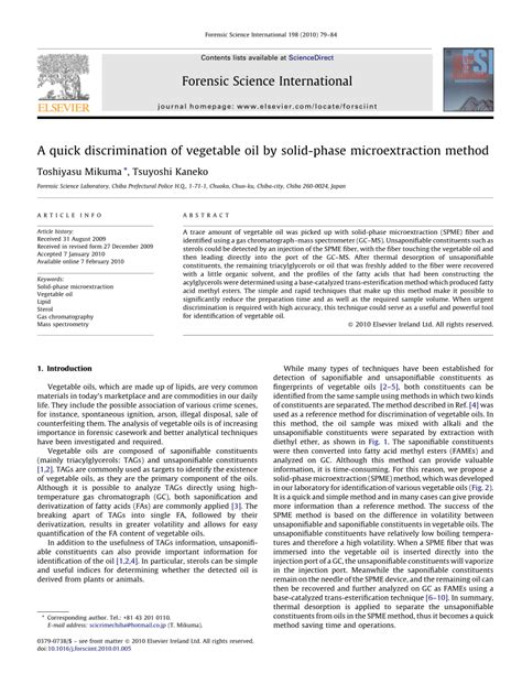 Pdf A Quick Discrimination Of Vegetable Oil By Solid Phase