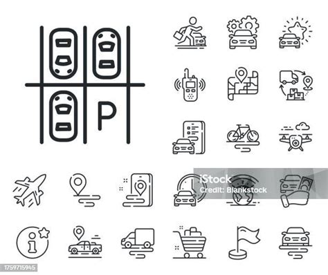 주차 장소 라인 아이콘입니다 주차장 표지판 비행기 공급망 및 장소 위치 벡터 고급에 대한 스톡 벡터 아트 및 기타 이미지 고급 교통수단 구매 Istock