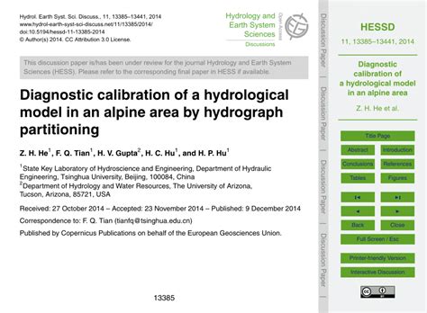 Pdf Diagnostic Calibration Of A Hydrological Model In An Alpine Area By Hydrograph Partitioning