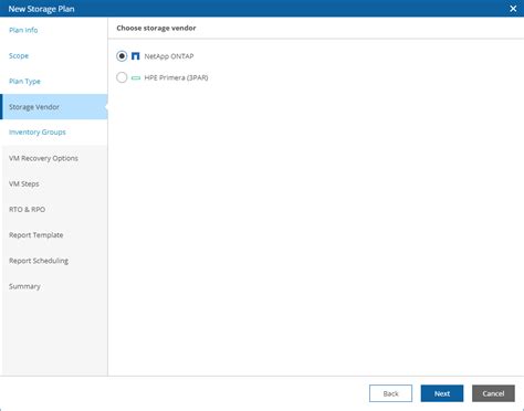 Step 4 Choose Storage Vendor Veeam Recovery Orchestrator User Guide