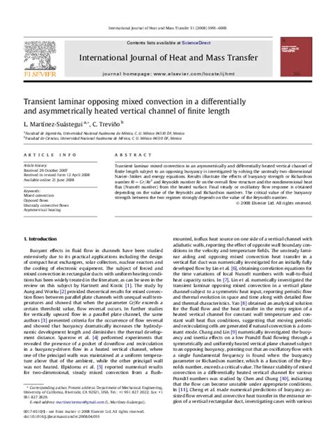 Pdf Transient Laminar Opposing Mixed Convection In A Differentially And Asymmetrically Heated