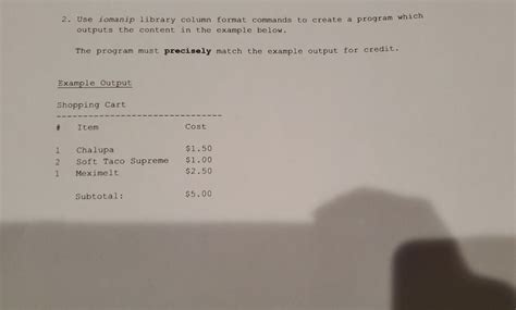 Solved 2 Use Iomanip Library Column Format Commands To