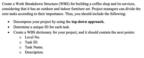 Solved Create A Work Breakdown Structure WBS For Building Chegg