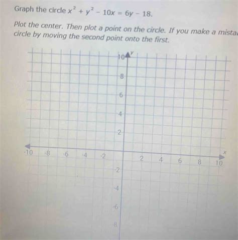 Graph The Circle X2y2 10x6y 18 Plot The Center Then Plot A Point