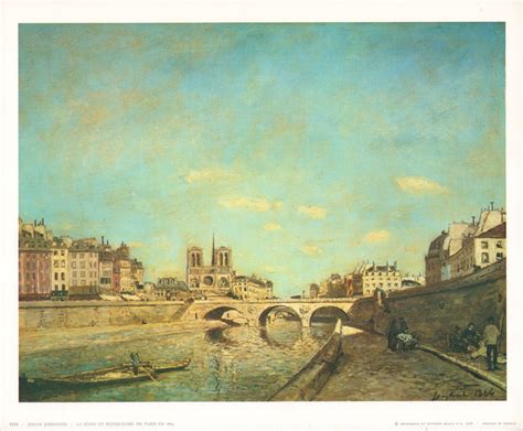Paris The Seine And Notre Dame In 1864 By Johan Jongking 10 X 12 In