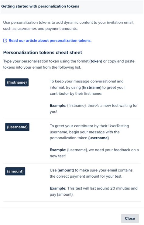 how to use personalization tokens when building your own test
