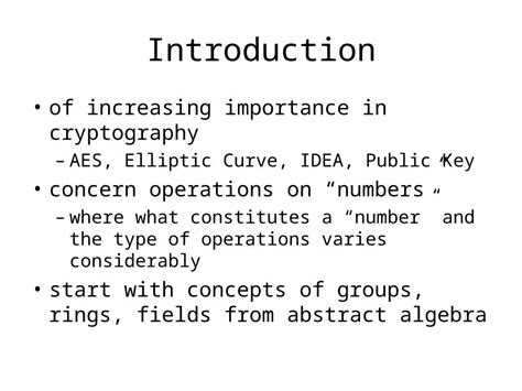 ppt chapter 4 finite fields introduction of increasing importance in