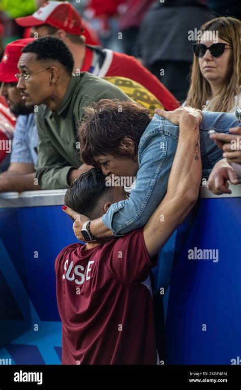 Dusseldorf Germany July 6 Cedric Zesiger Of Switzerland Kisses By His Mother After The Uefa