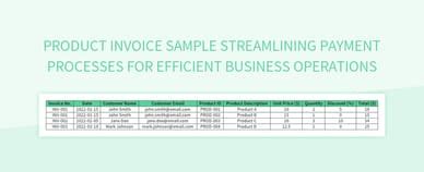 Product Invoice Sample Streamlining Payment Processes For Efficient Business Operations Excel ...
