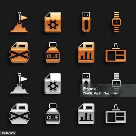 접착제 손목 시계 식별 배지 그래프 차트가있는 문서 파일 문서 삭제 Usb 플래시 드라이브 산 플래그 상단 및 설정 아이콘을