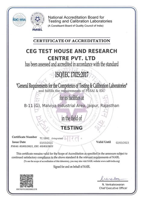 Our Accreditations Certifications CEG Test House