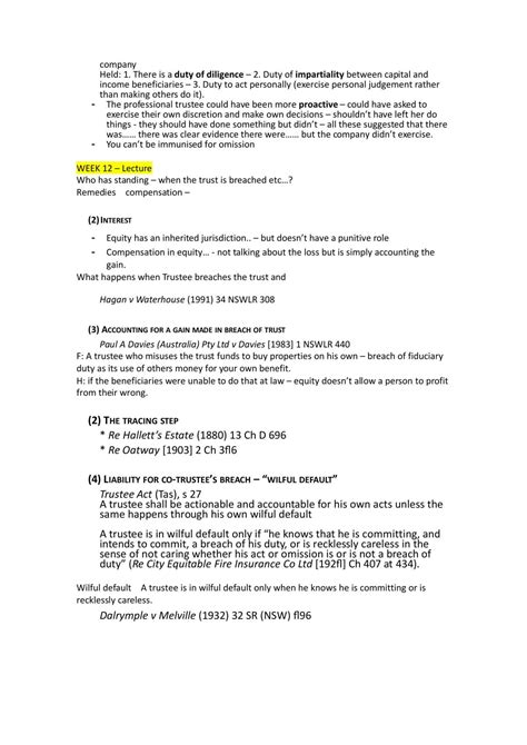 Equity And Trusts Notes Law353 Equity And Trusts Utas Thinkswap