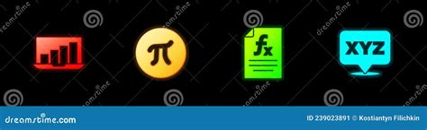 set laptop with graph chart pi symbol function mathematical and xyz