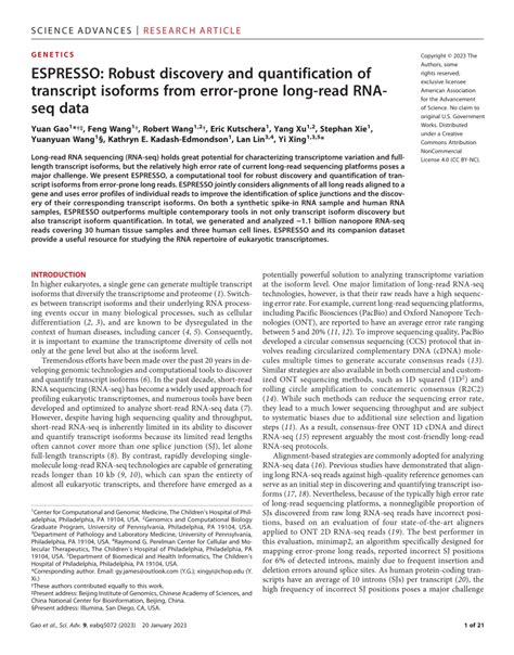 Pdf Espresso Robust Discovery And Quantification Of Transcript