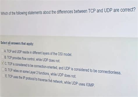 Which Of The Following Statements About The Differences Between Tcp And