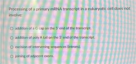 Solved Processing Of A Primary Mrna Transcript In A