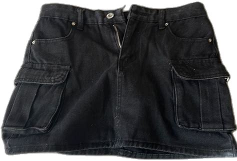 Shinsei High Rise Cargo Denim Mini A Line Skirt Faux Leather Midi