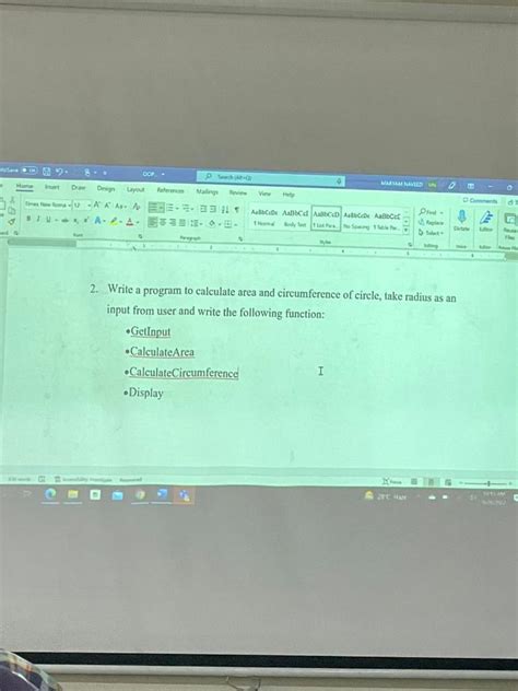 Solved Write A Program To Calculate Area And Chegg Com