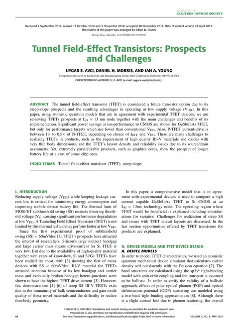 Pdf Tunnel Field Effect Transistors Prospects And Challenges