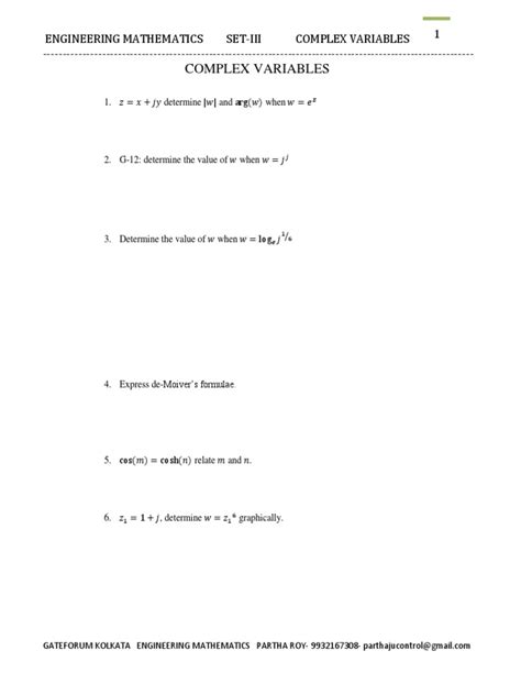Set 3 Complex Variables Pdf Complex Analysis Complex Number