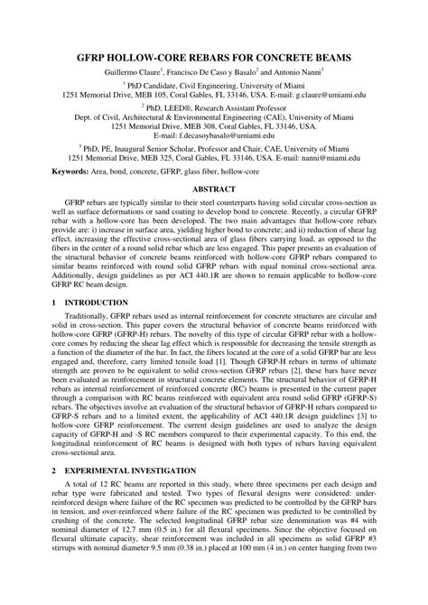 Pdf Gfrp Hollow Core Bars As Reinforcement Of Concrete Beams