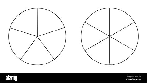 Pie Chart Diagram Set Five And Six Sections Or Steps Circle Icons For Infographic